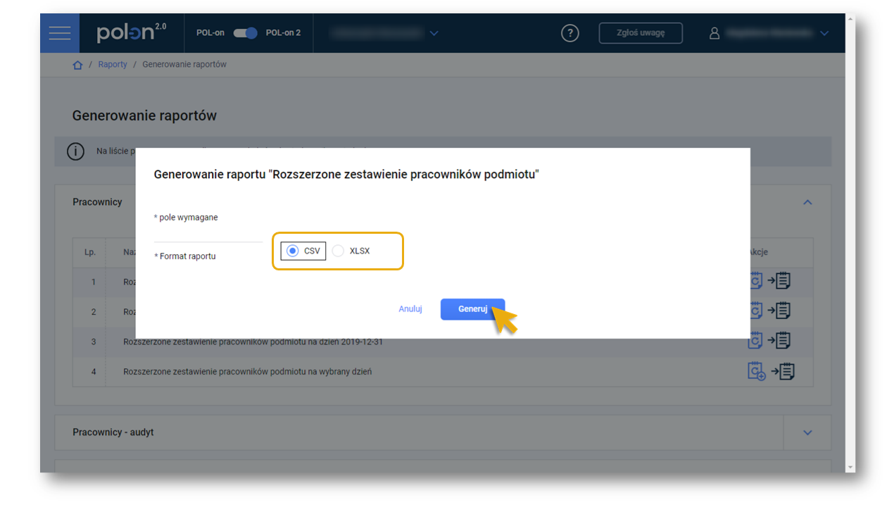 Moduł Raporty – Wygląd i ścieżka pracy – Pomoc POL-on